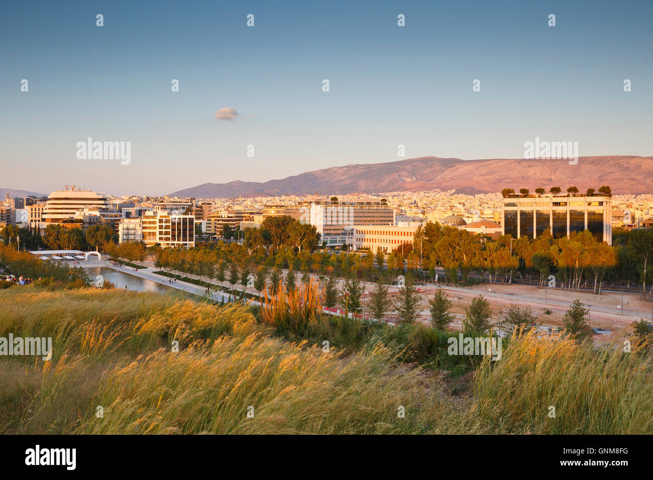 City of Athens as seen from the park at the new building of National ...