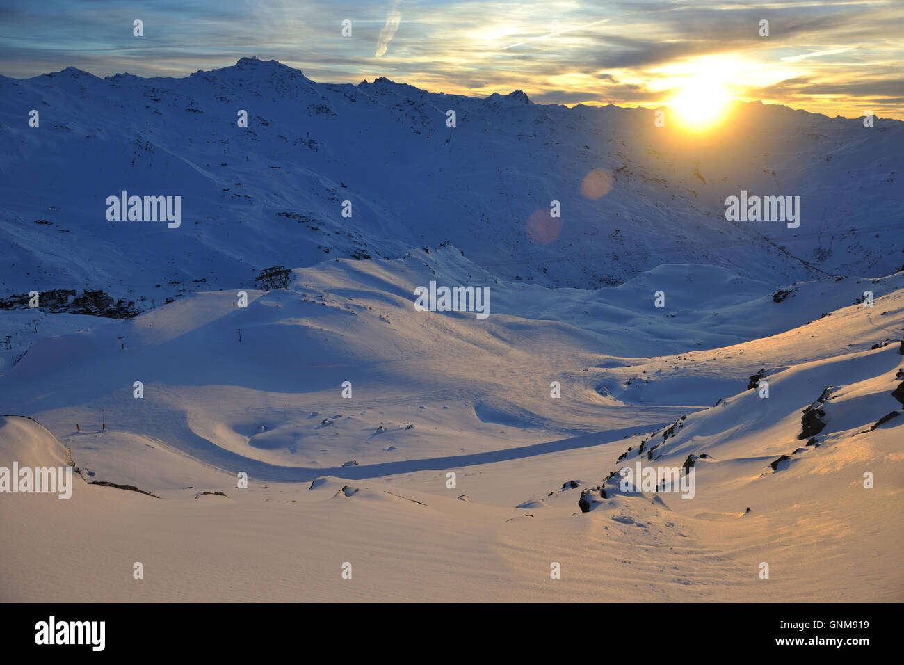 mountain snow sunset Stock Photo - Alamy