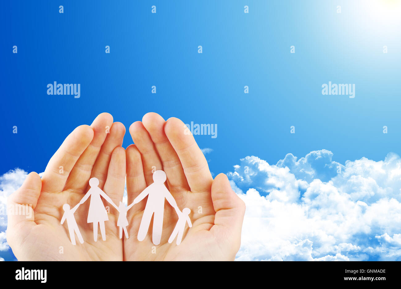 hands on blue sky Stock Photo - Alamy