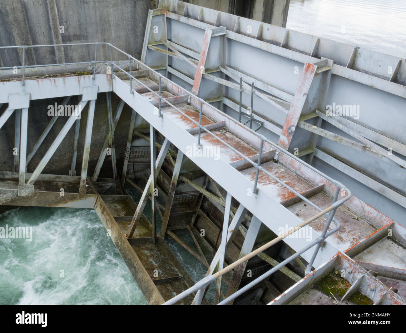 Hydro dam control weir with underneath discharge Stock Photo - Alamy