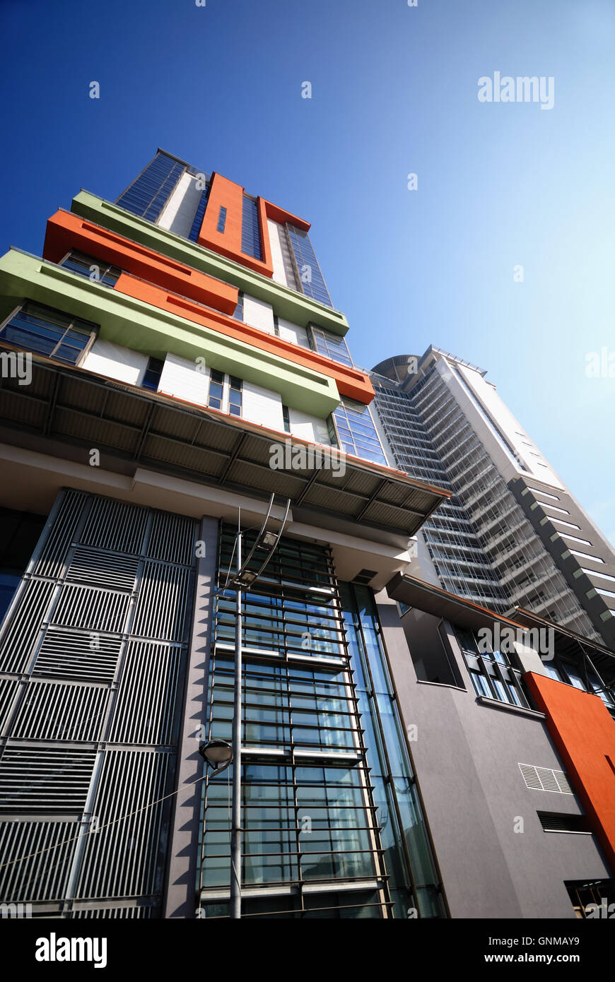 modern building at sunny day and clear blue sky Stock Photo - Alamy