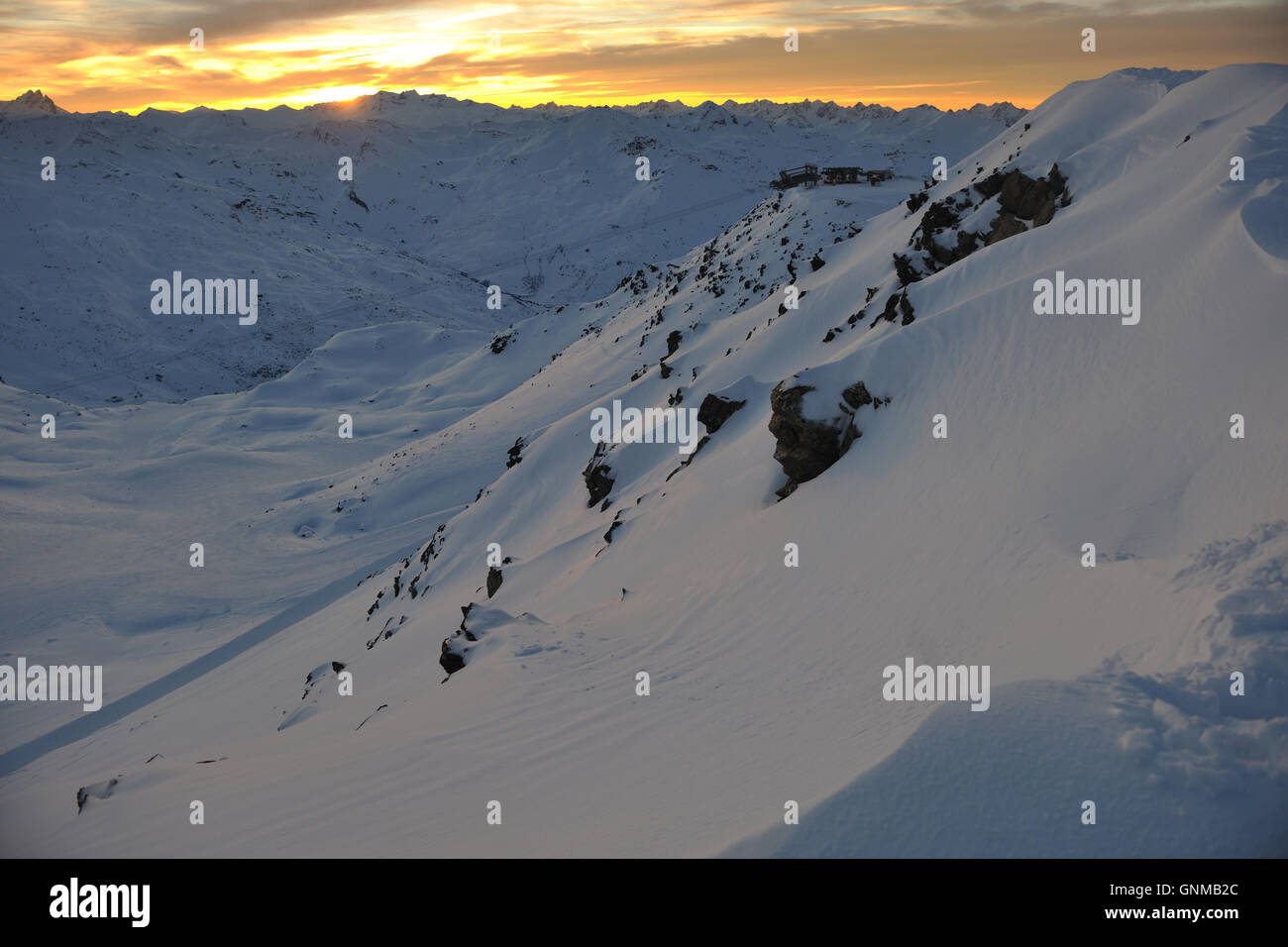 mountain snow sunset Stock Photo - Alamy