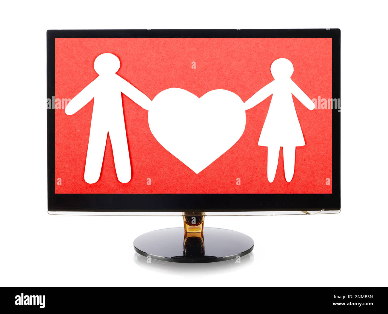 paper family in monitor isolated on white Stock Photo - Alamy