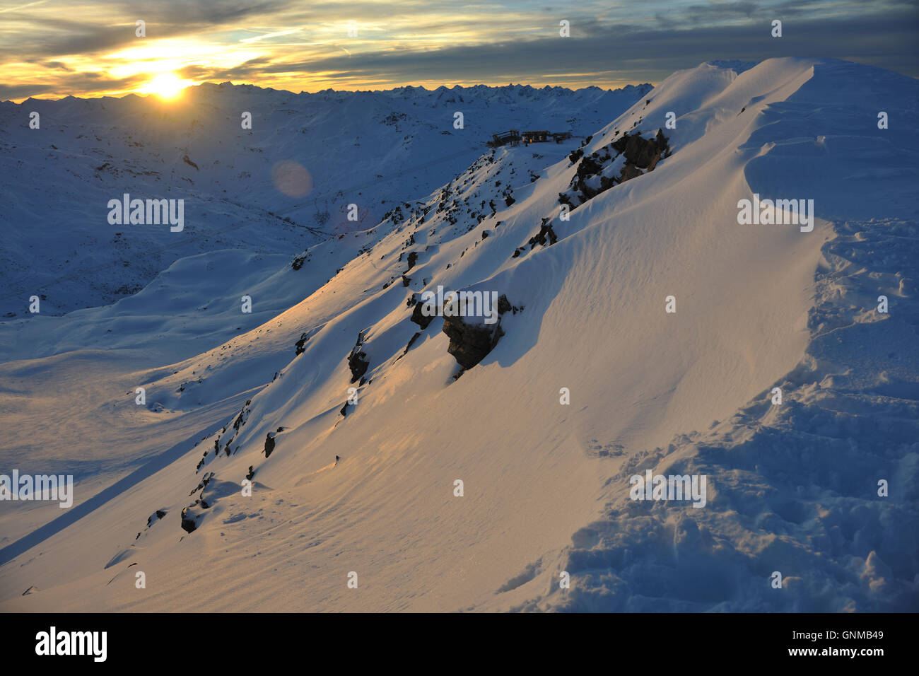 mountain snow sunset Stock Photo - Alamy