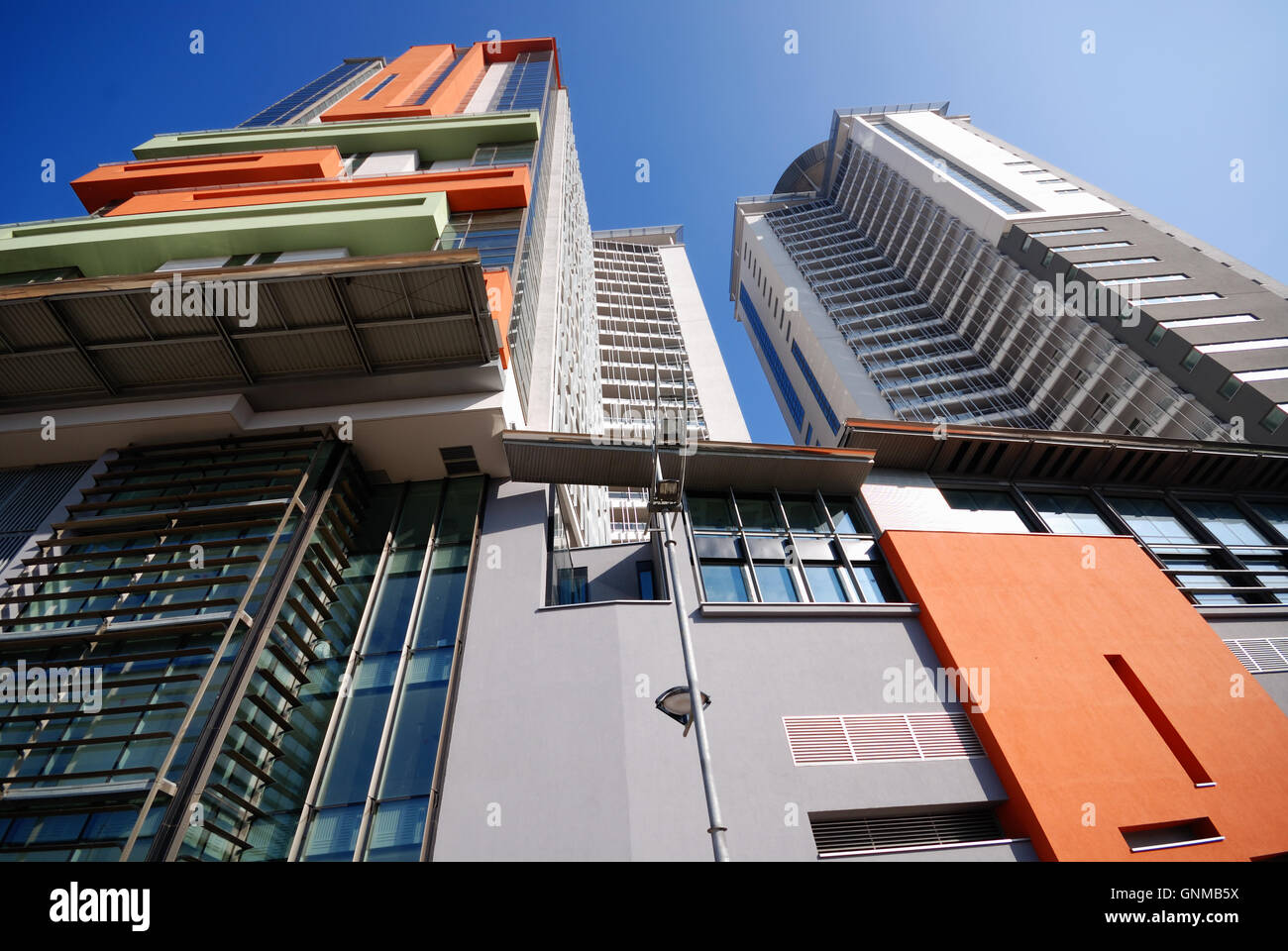 modern building at sunny day and clear blue sky Stock Photo - Alamy