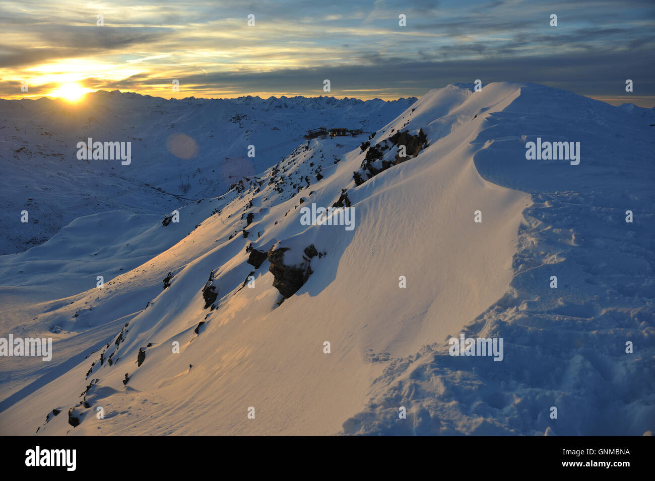mountain snow sunset Stock Photo - Alamy