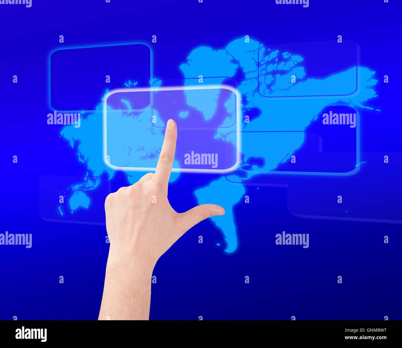 hand pressing a button on a touch screen interface Stock Photo - Alamy