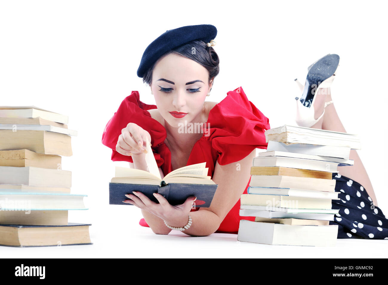 beautiful young woman read book Stock Photo - Alamy
