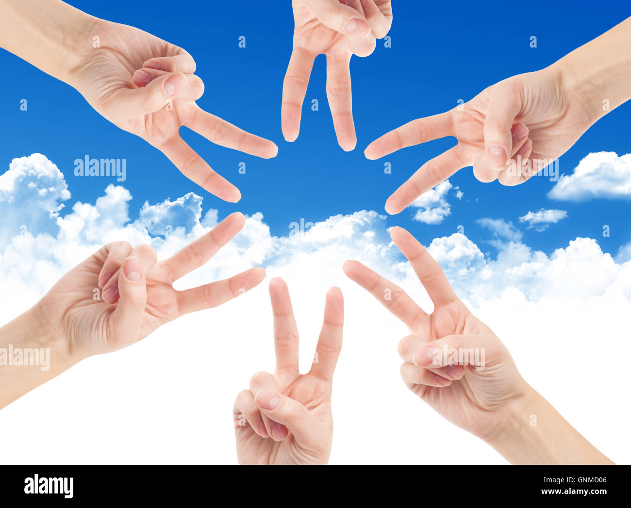 Hands of teamwork , forming the star shape Stock Photo - Alamy
