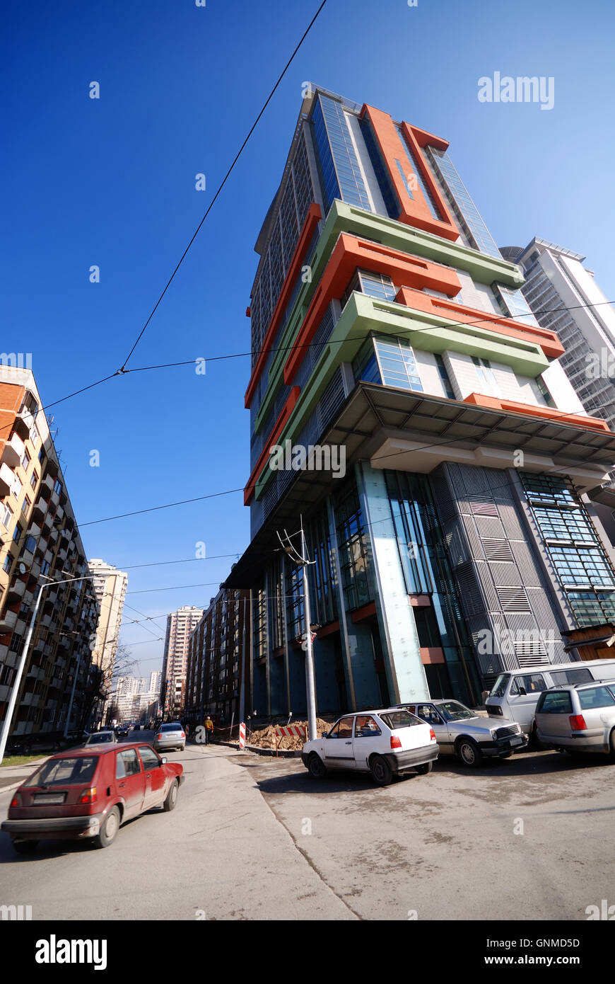 modern building at sunny day and clear blue sky Stock Photo - Alamy