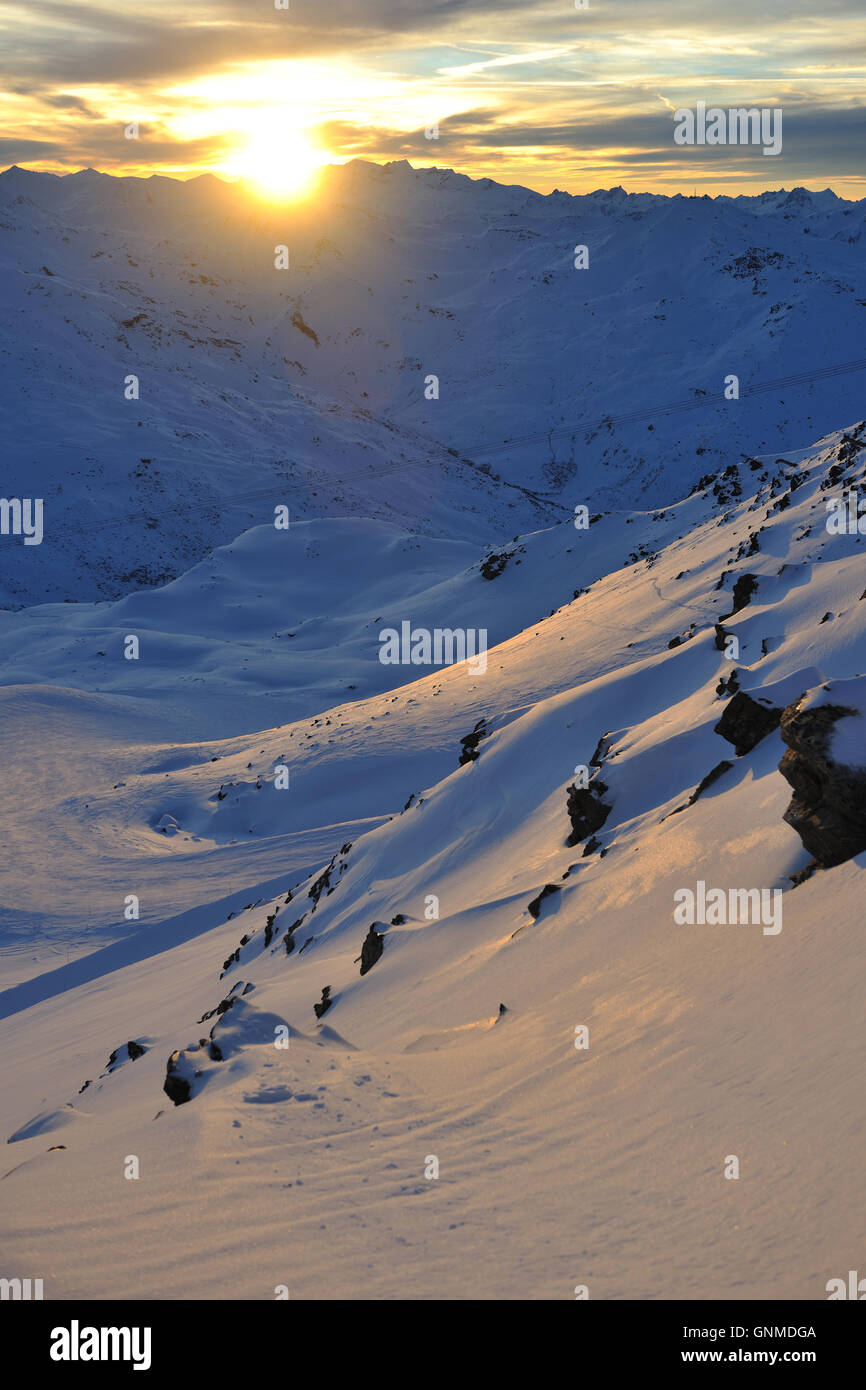 mountain snow sunset Stock Photo - Alamy