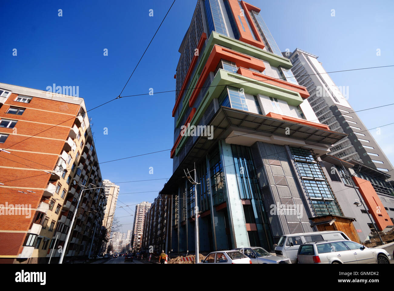 modern building at sunny day and clear blue sky Stock Photo - Alamy
