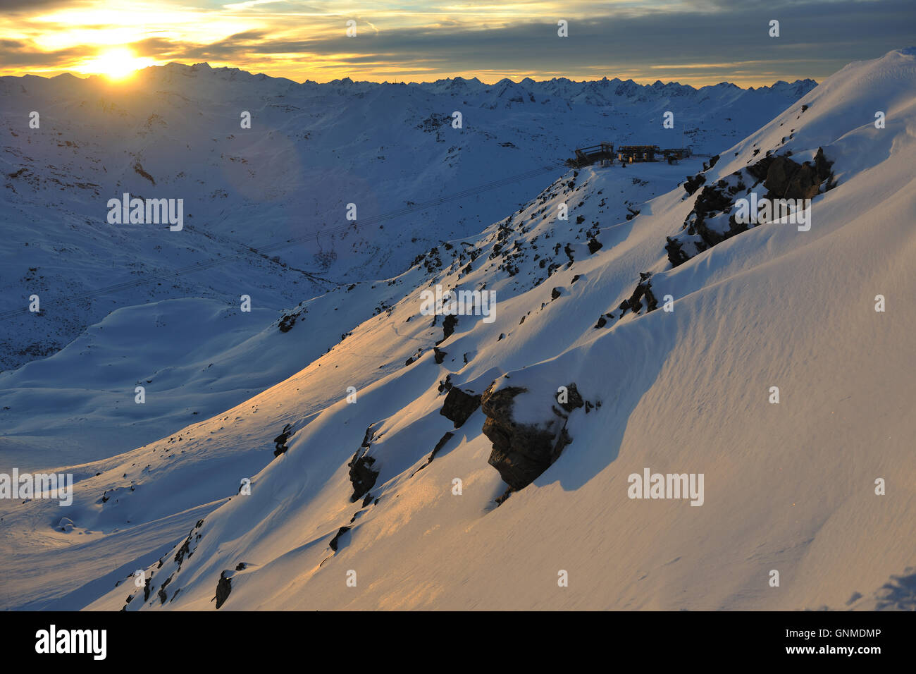 mountain snow sunset Stock Photo - Alamy