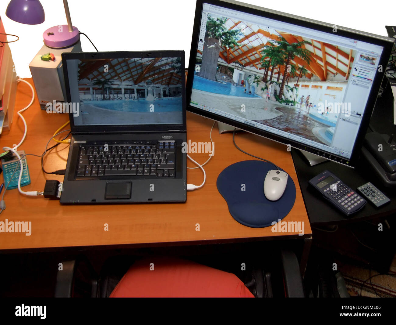 Laptop open with financial screens hi-res stock photography and images ...