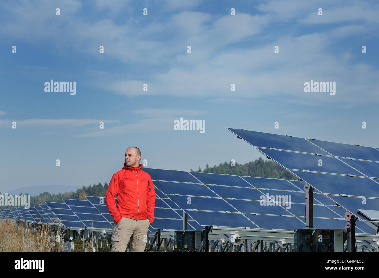 Male solar panel engineer at work place Stock Photo - Alamy