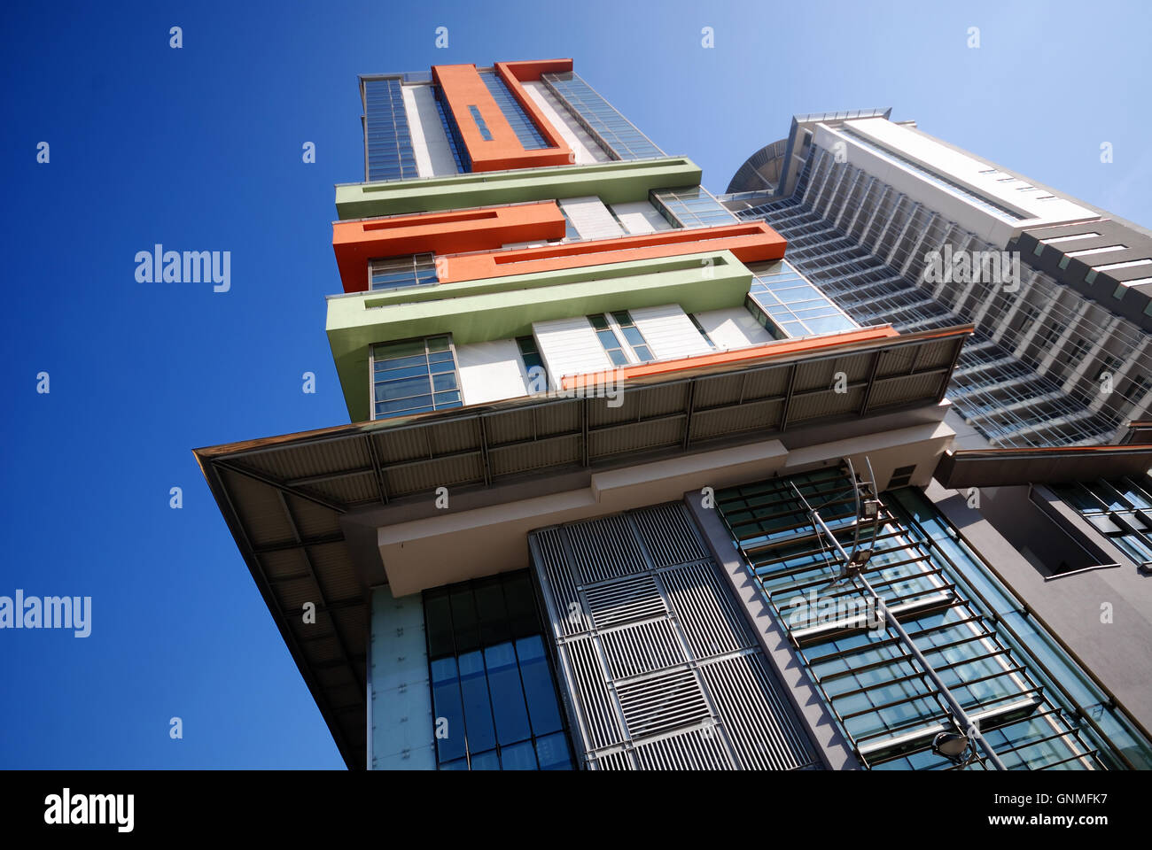 modern building at sunny day and clear blue sky Stock Photo - Alamy