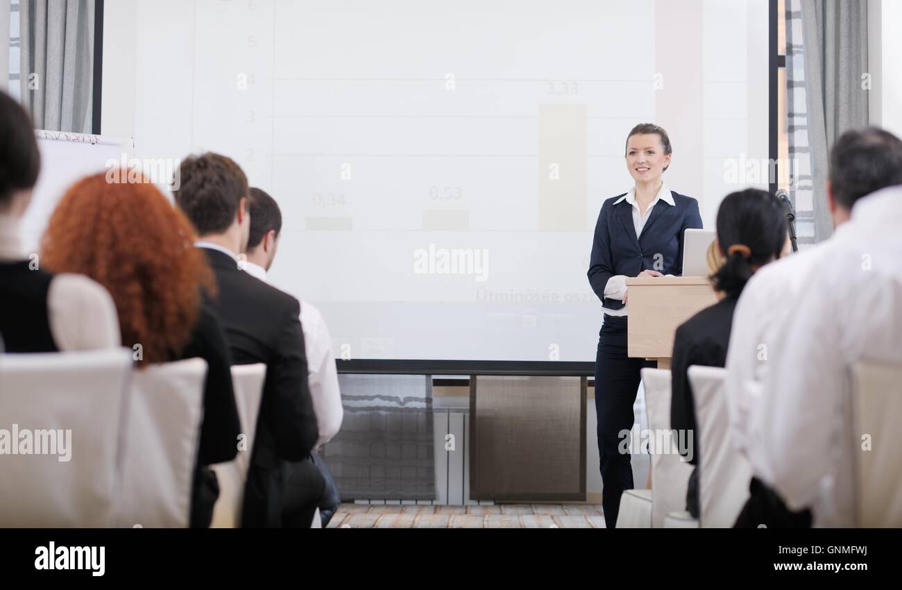 business woman giving presentation Stock Photo - Alamy