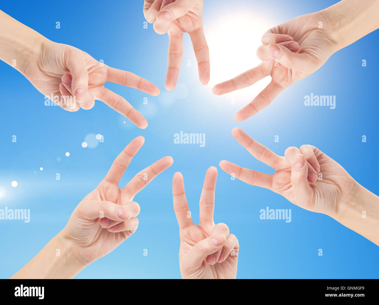Hands of teamwork , forming the star shape Stock Photo - Alamy