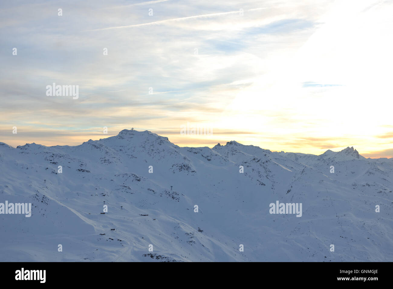 mountain snow sunset Stock Photo - Alamy