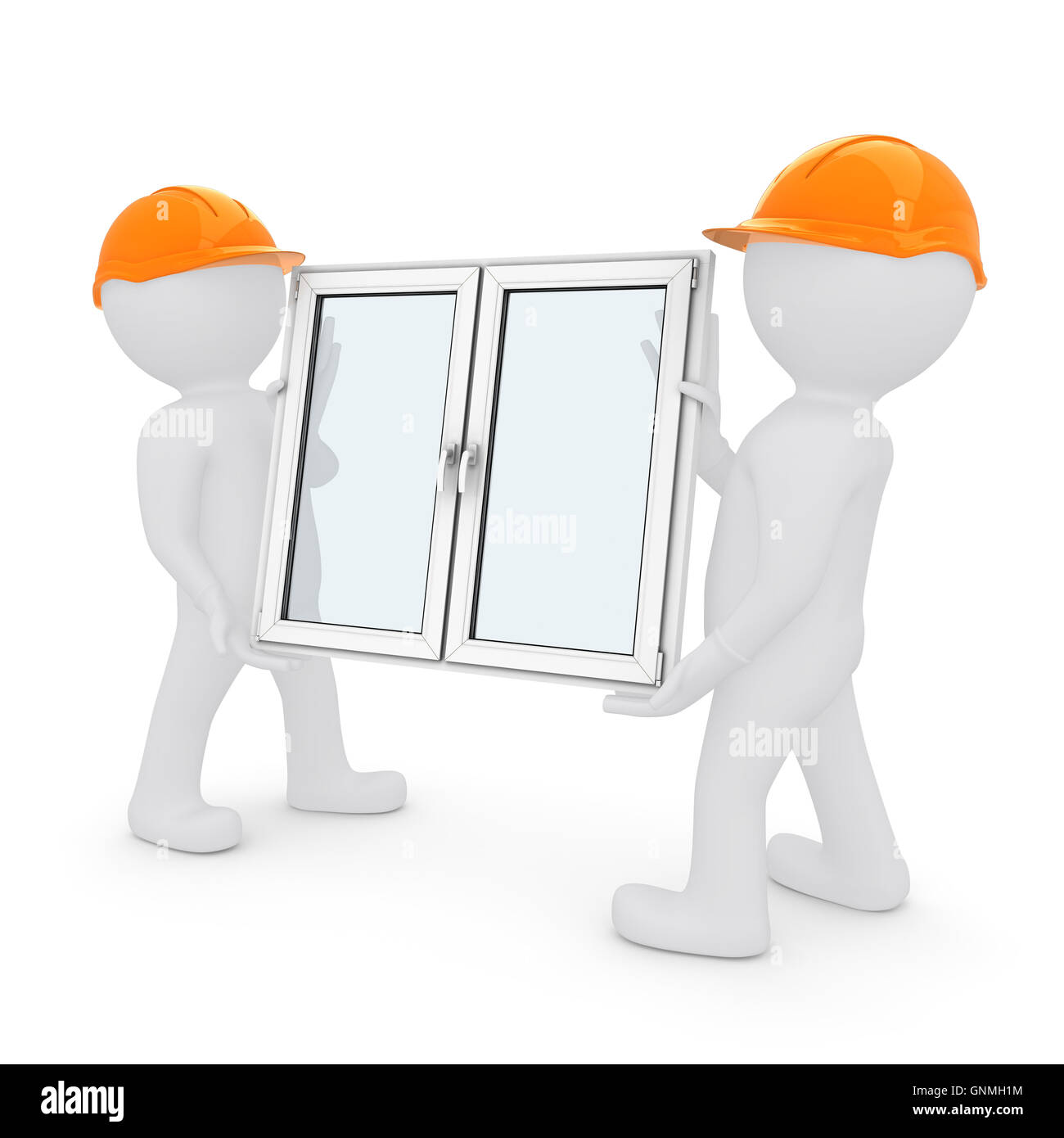 Two workers have plastic window Stock Photo - Alamy