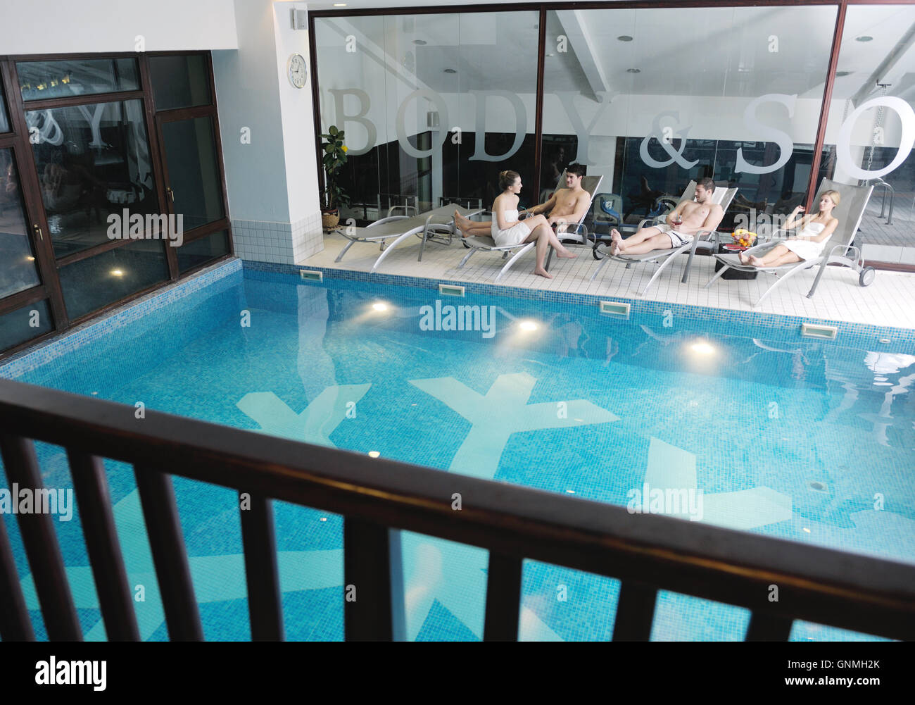 young people group at spa swimming pool Stock Photo - Alamy