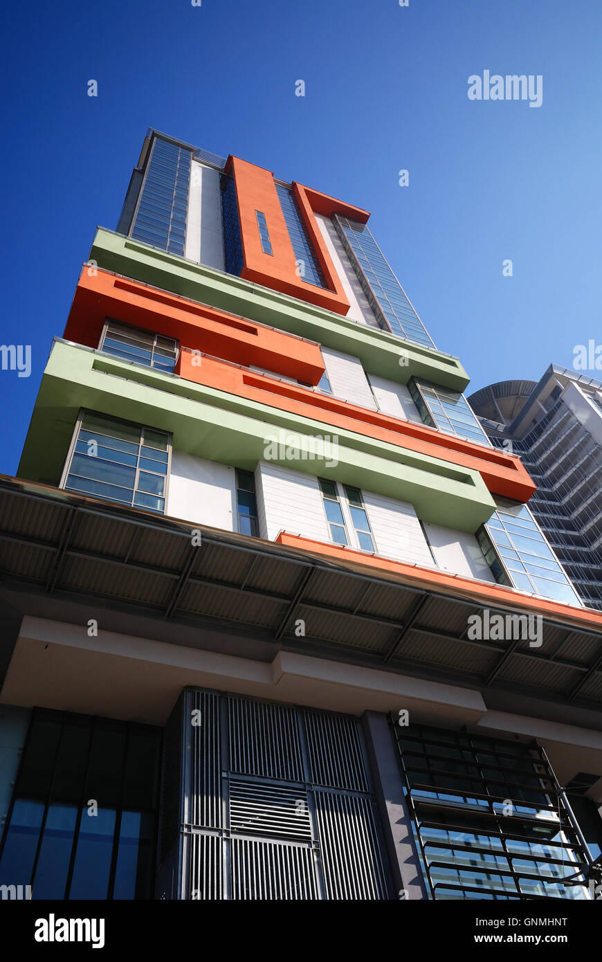 modern building at sunny day and clear blue sky Stock Photo - Alamy