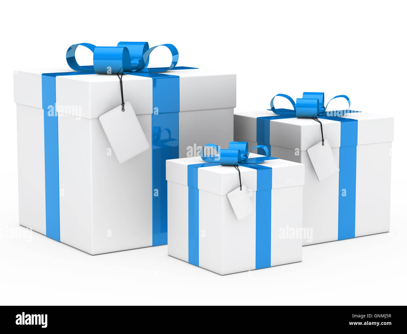 gift box blue ribbon Stock Photo - Alamy