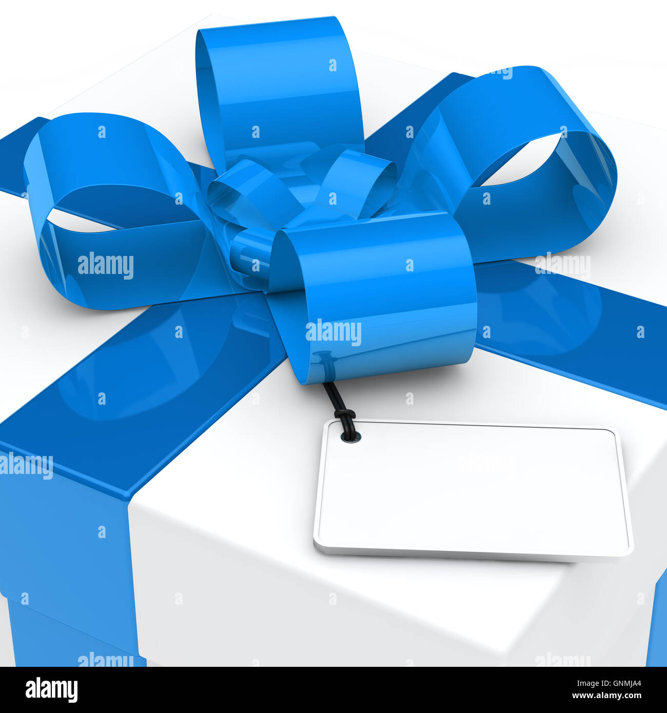 gift box blue ribbon Stock Photo - Alamy