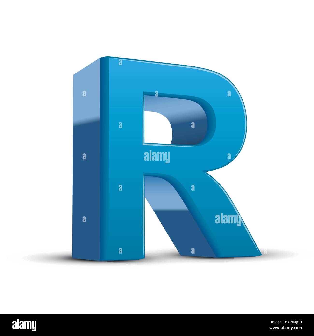 3D image blue letter R isolated on white background Stock Vector Image ...