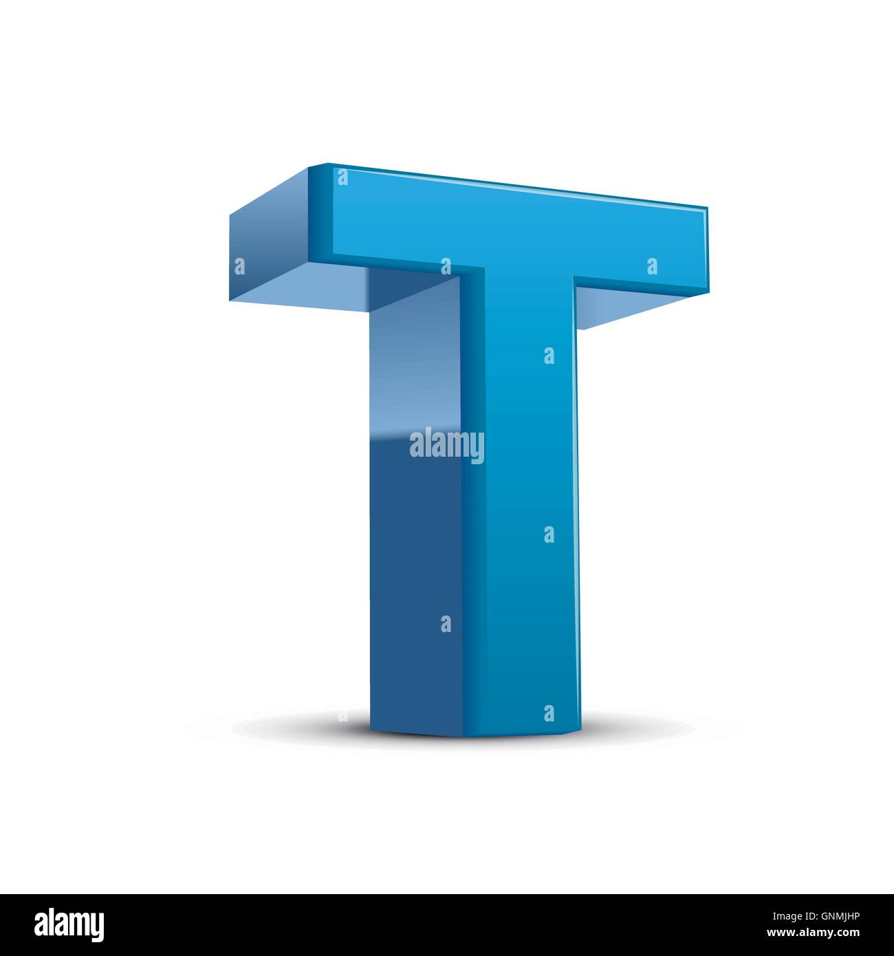 3D image blue letter T isolated on white background Stock Vector Image ...
