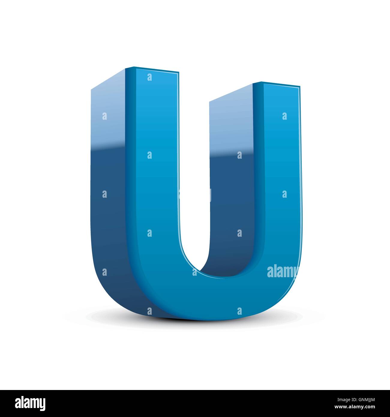 3D image blue letter U isolated on white background Stock Vector Image ...