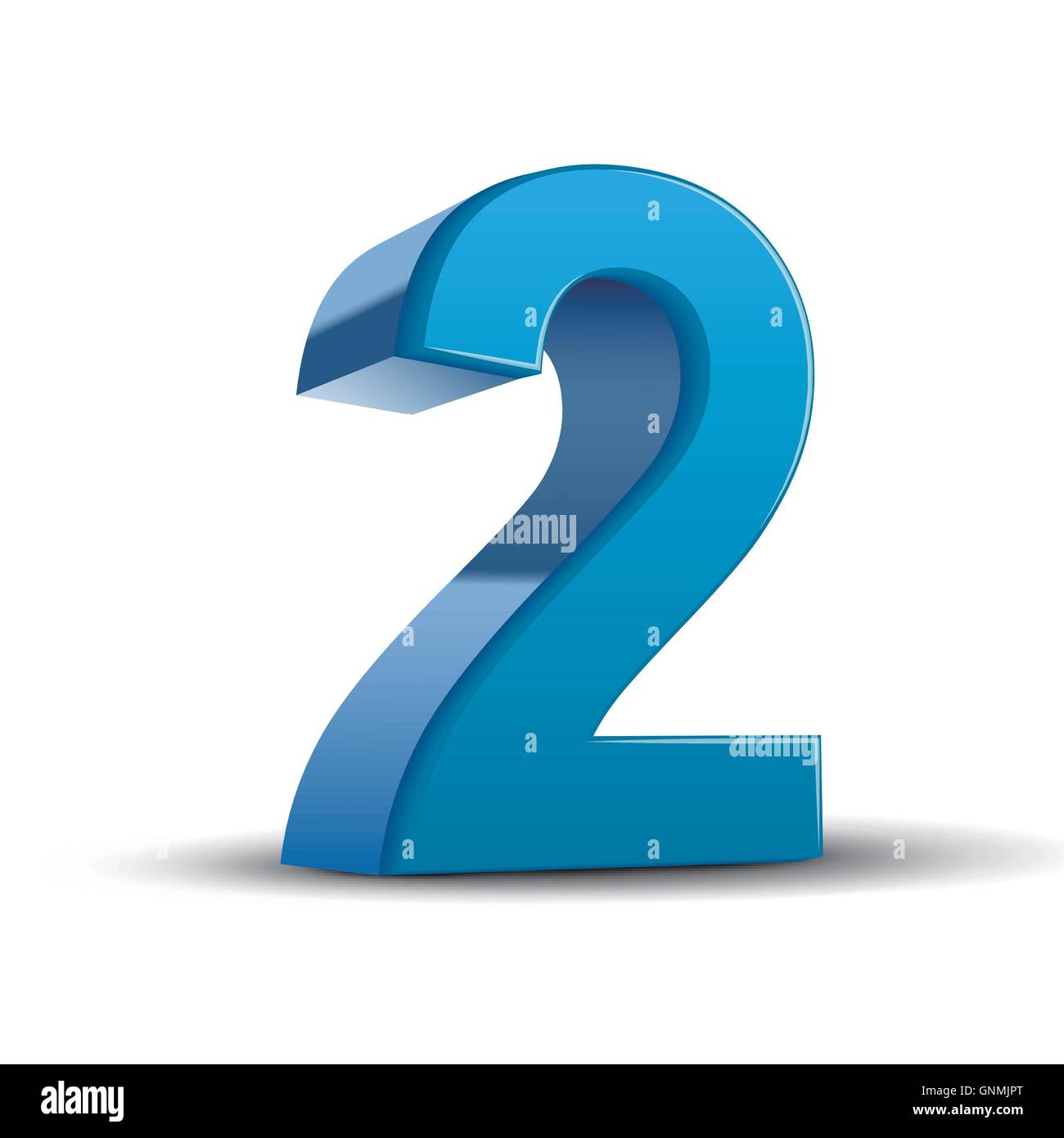 3D image shiny blue number 2 isolated on white background Stock Vector ...