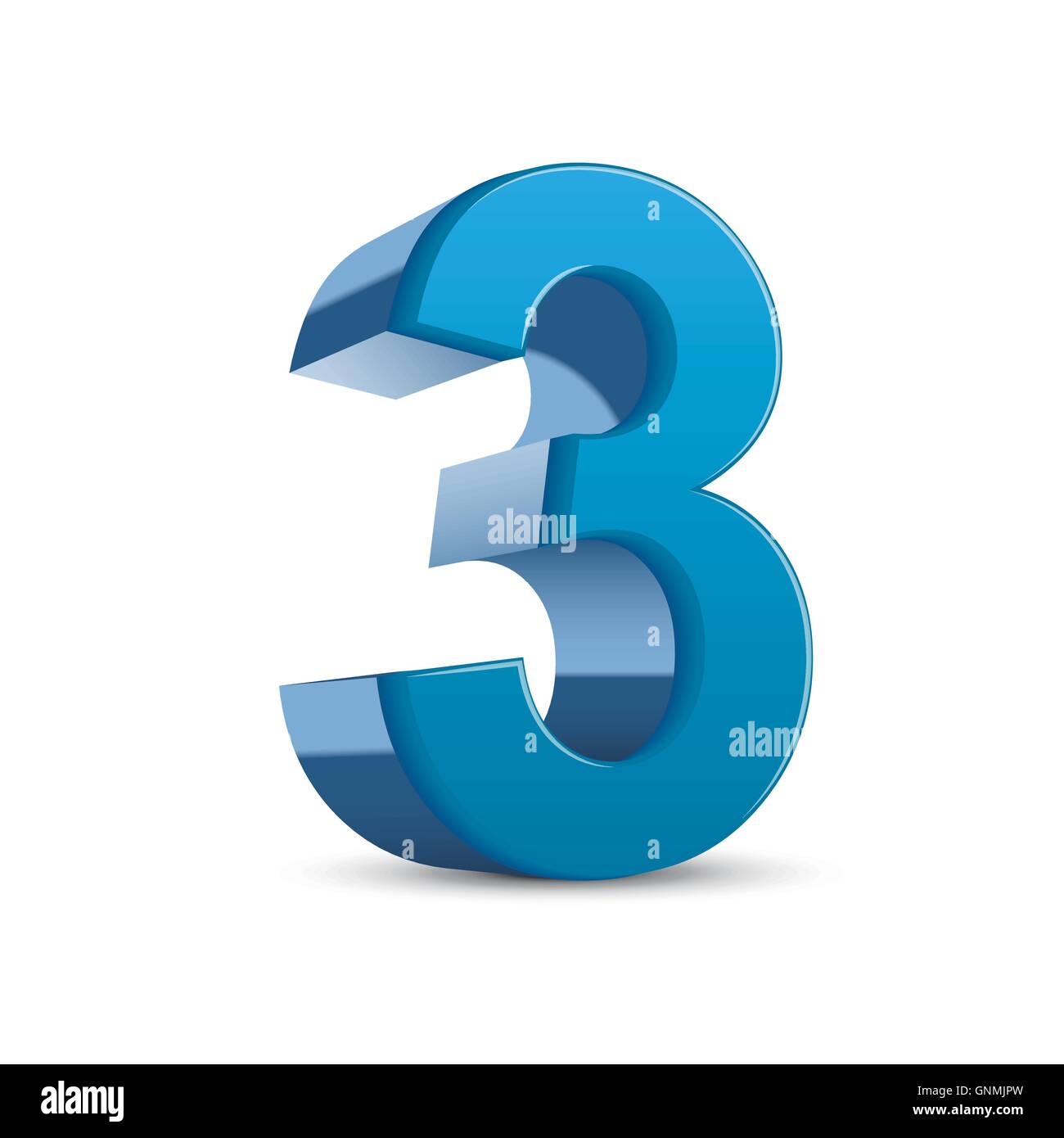 3D image shiny blue number 3 isolated on white background Stock Vector ...