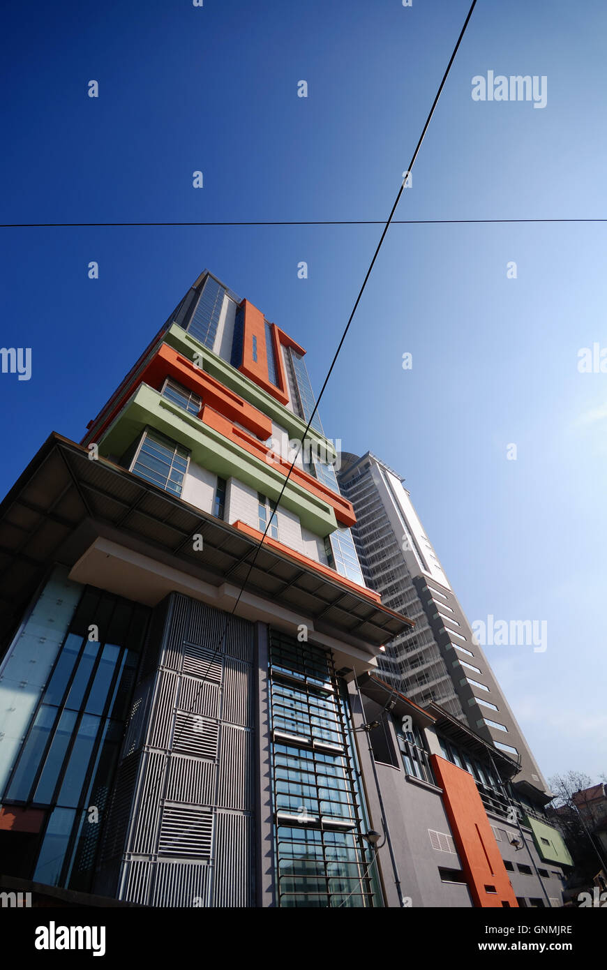 modern building at sunny day and clear blue sky Stock Photo - Alamy