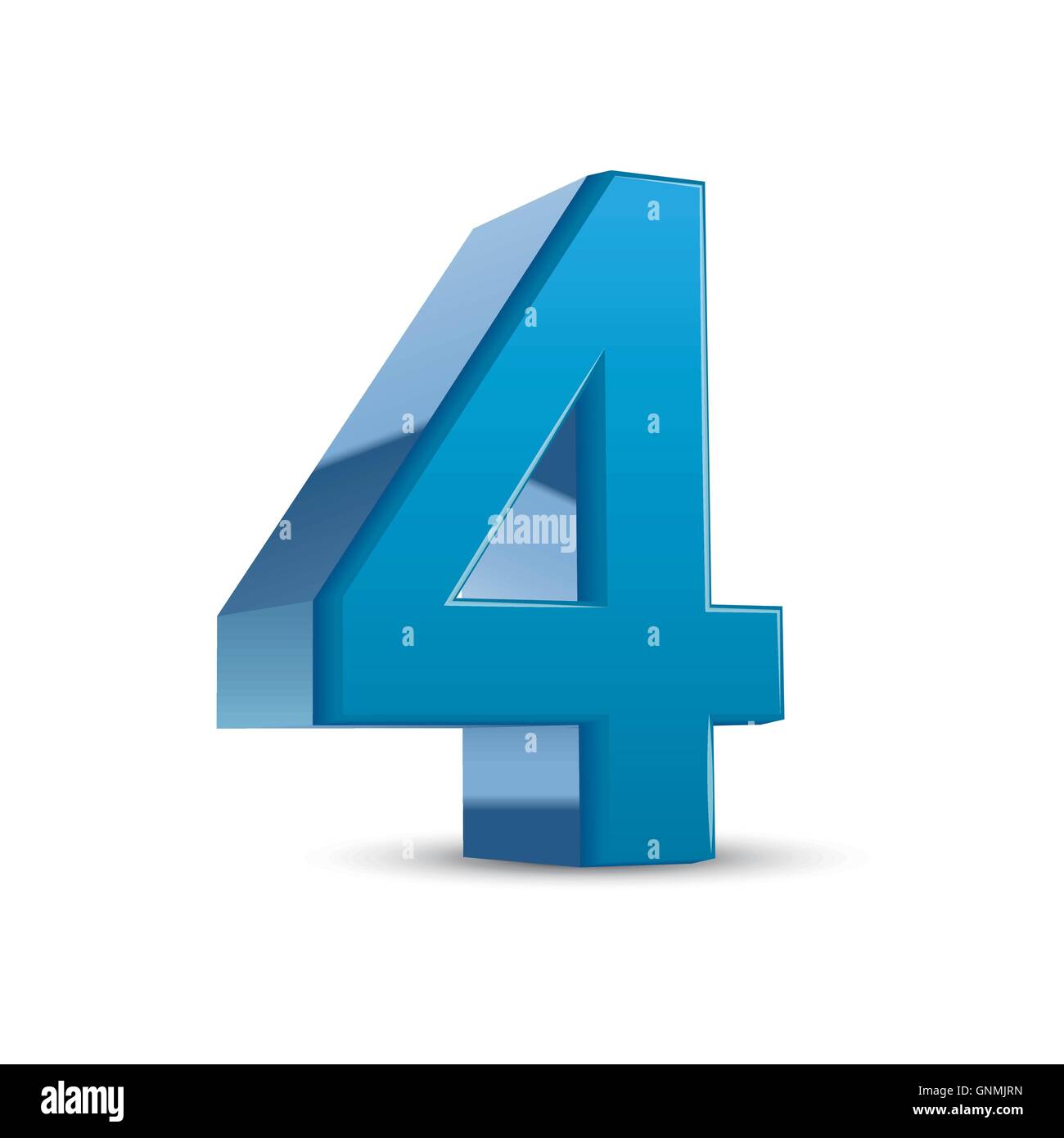3D image shiny blue number 4 isolated on white background Stock Vector ...