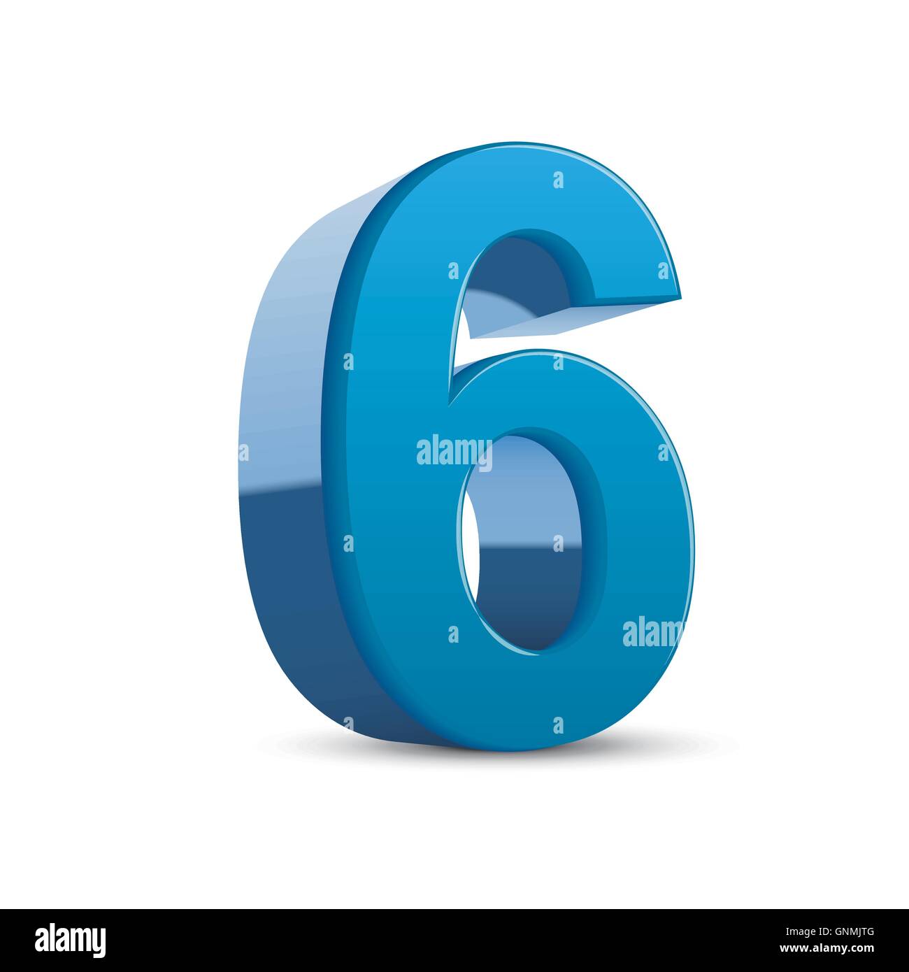 3D image shiny blue number 6 isolated on white background Stock Vector ...