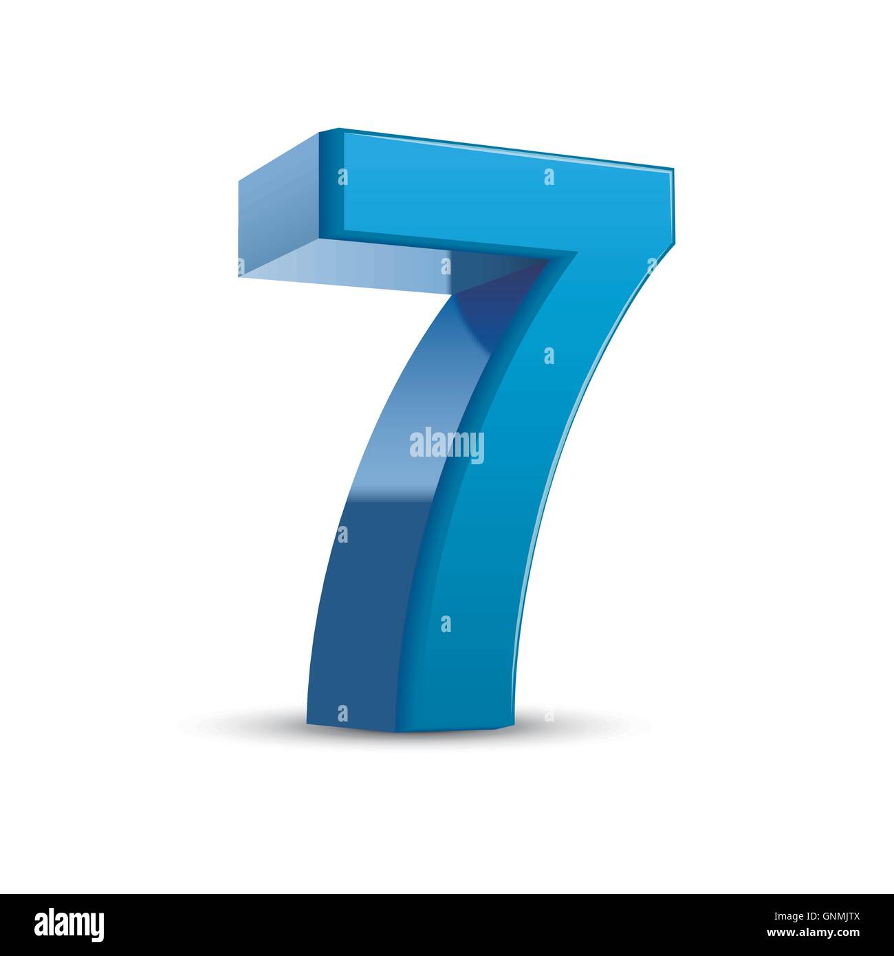 3D image shiny blue number 7 isolated on white background Stock Vector ...