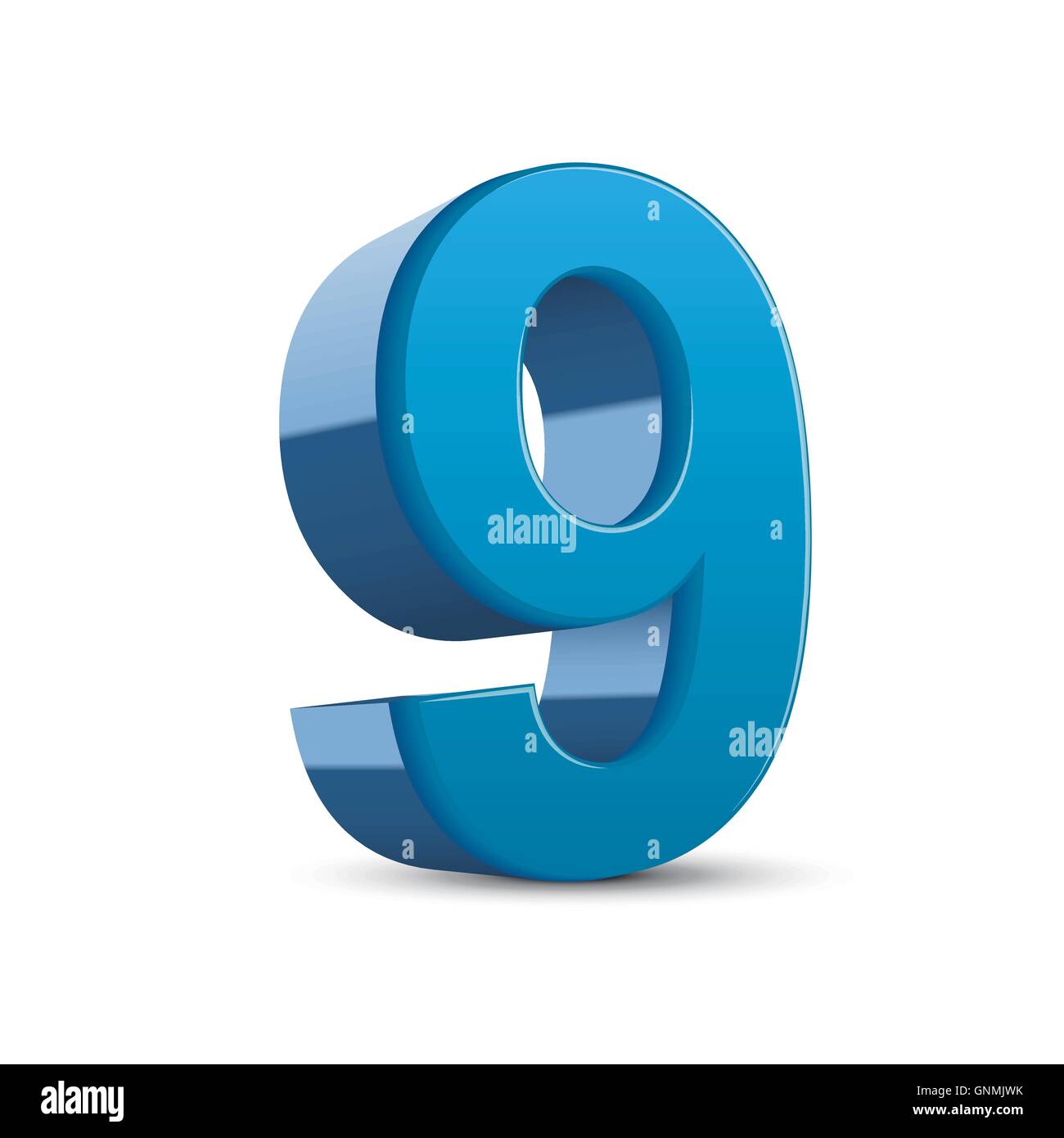 3D image shiny blue number 9 isolated on white background Stock Vector ...