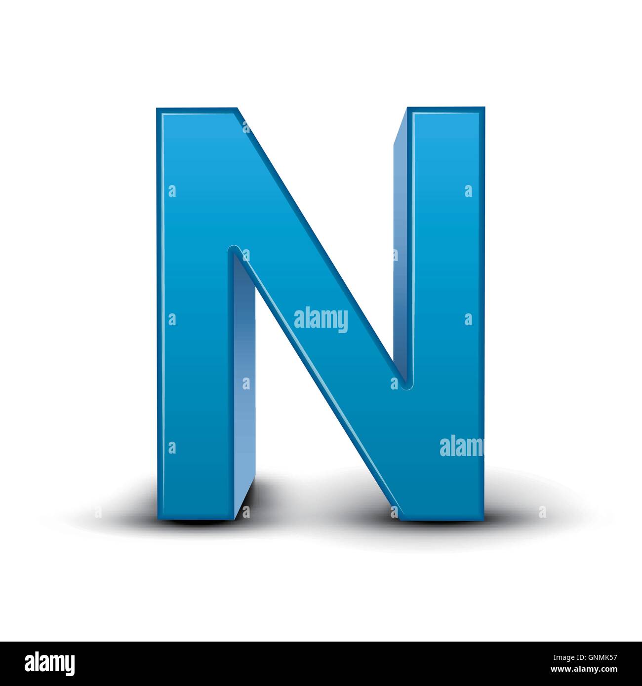 3D image blue letter N isolated on white background Stock Vector Image ...
