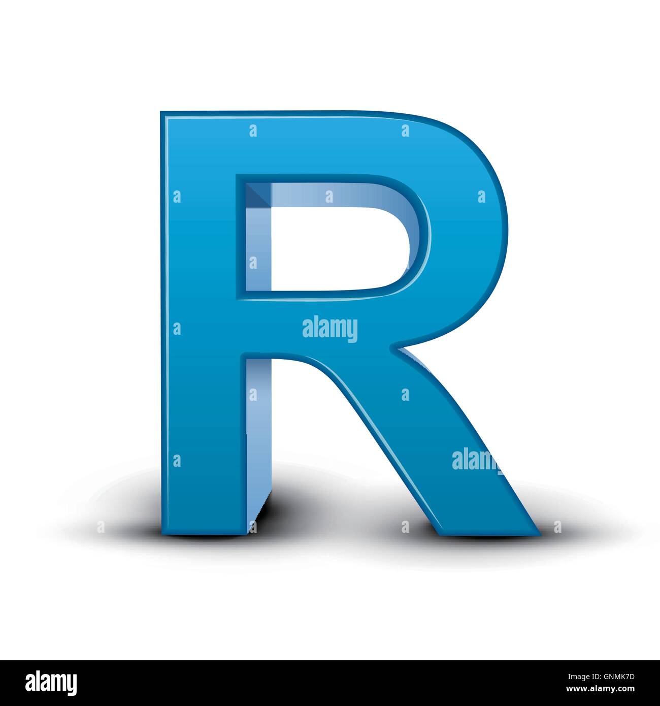 3D image blue letter R isolated on white background Stock Vector Image ...
