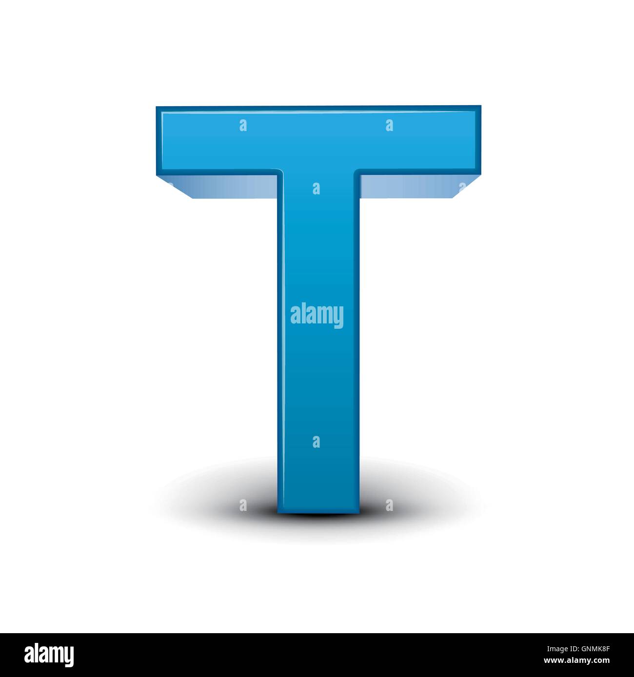 3D image blue letter T isolated on white background Stock Vector Image ...