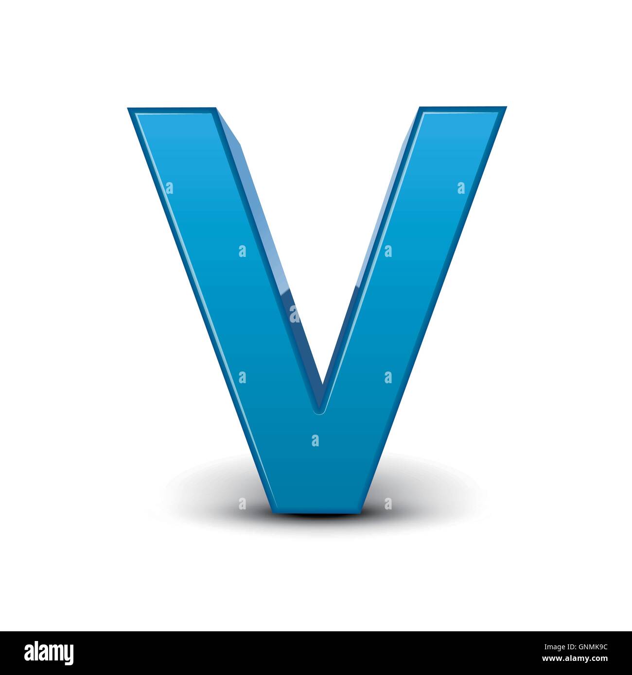 3D image blue letter V isolated on white background Stock Vector Image ...