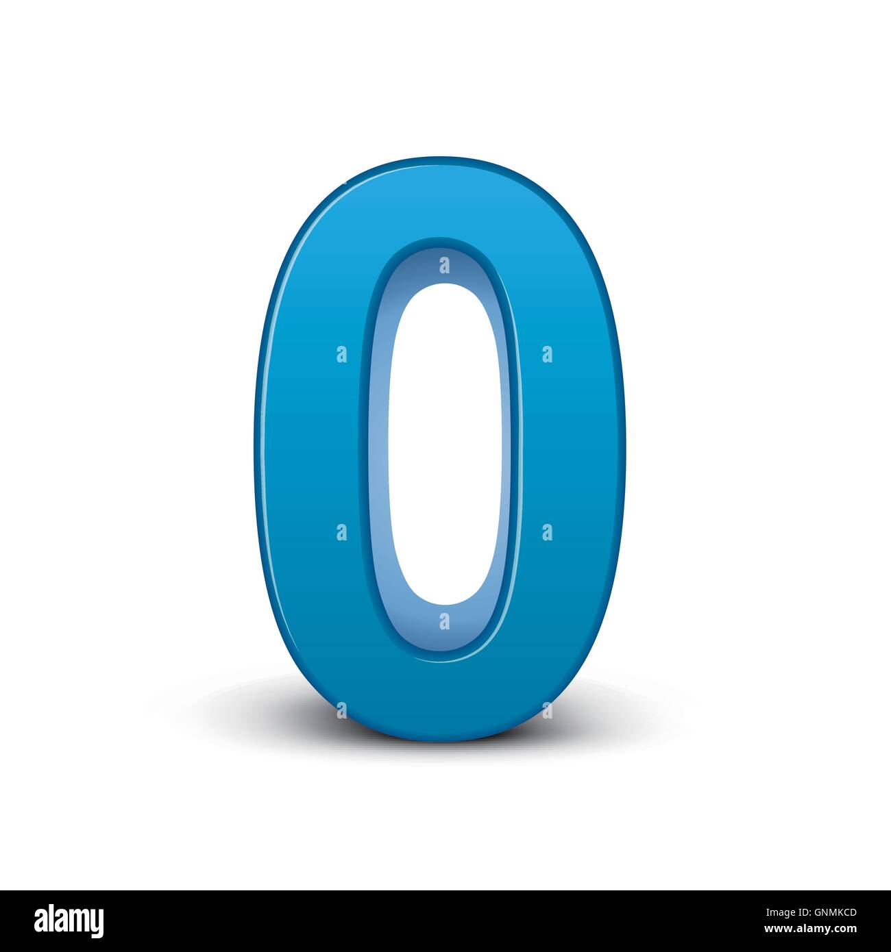 3D image shiny blue number 0 isolated on white background Stock Vector ...