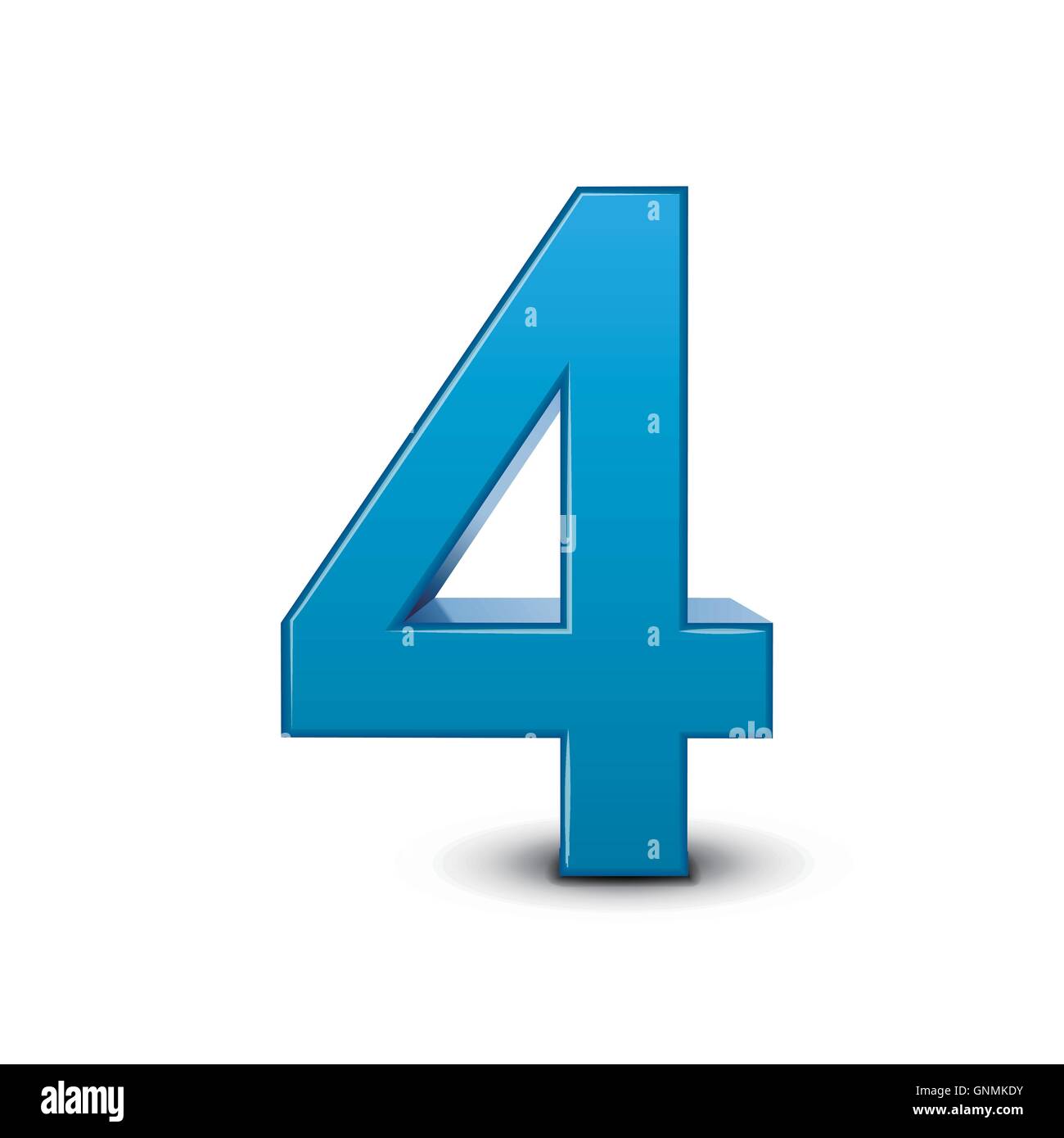 3D image shiny blue number 4 isolated on white background Stock Vector ...