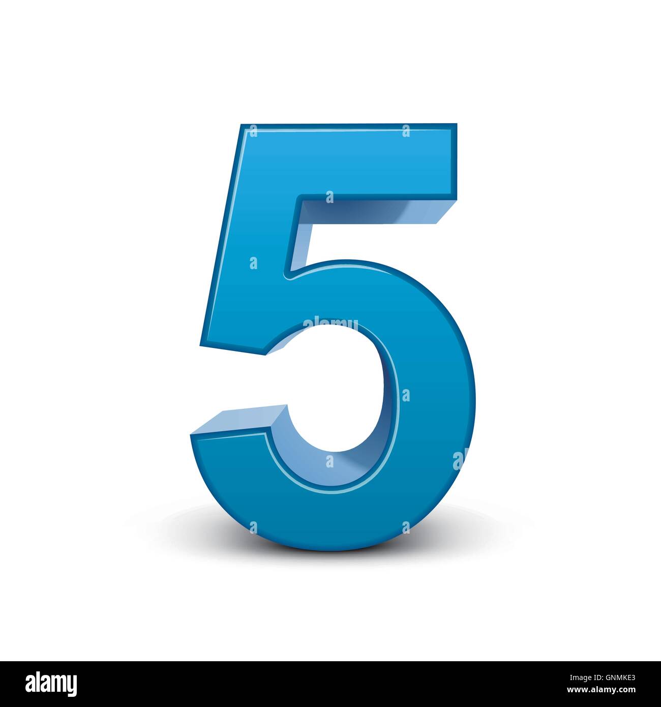 3D image shiny blue number 5 isolated on white background Stock Vector ...