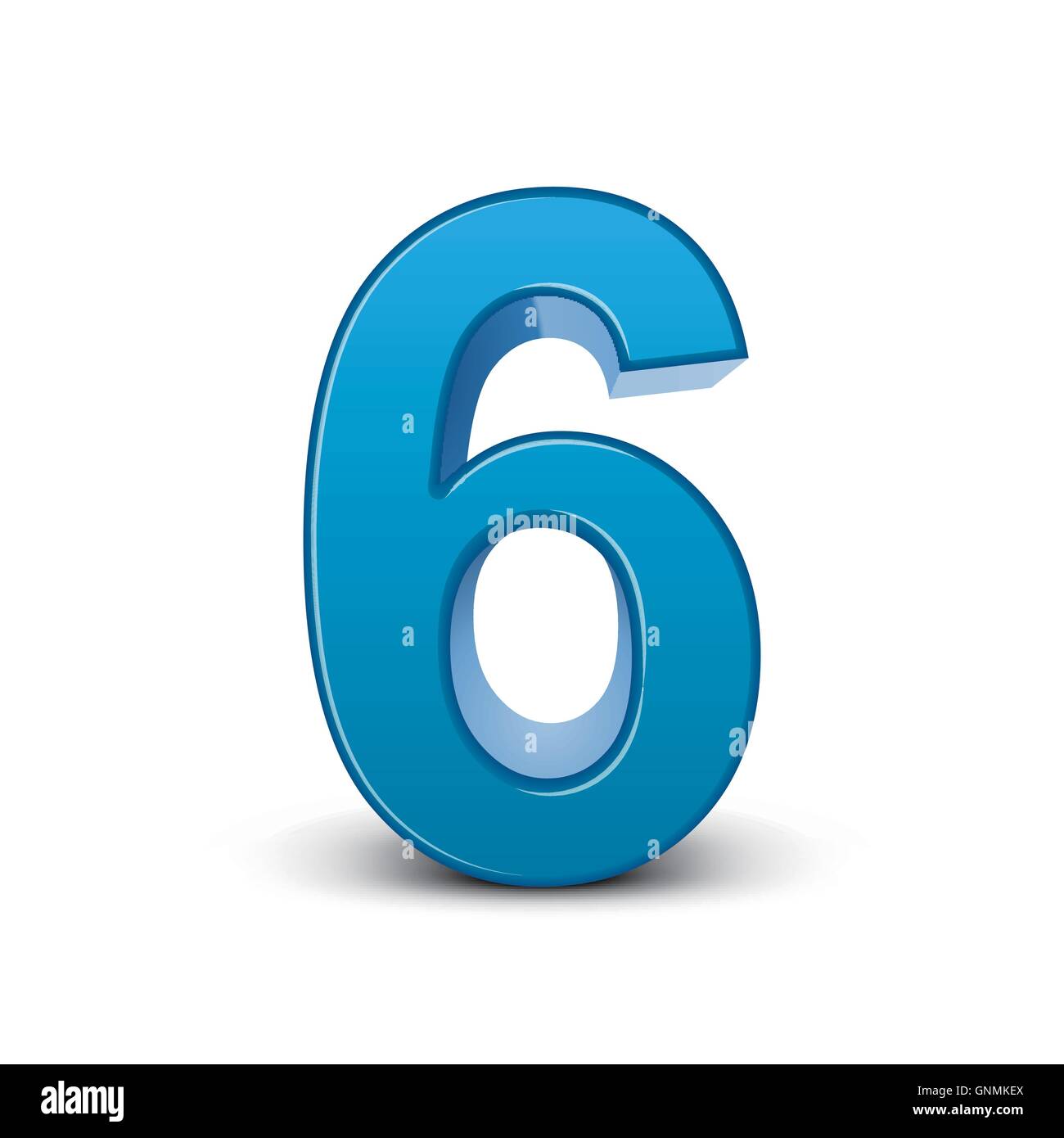 3D image shiny blue number 6 isolated on white background Stock Vector ...