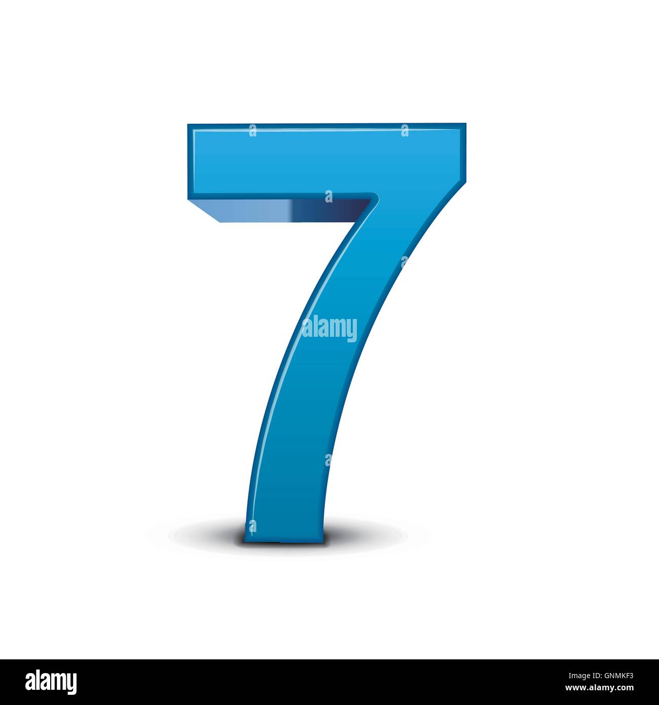 3D image shiny blue number 7 isolated on white background Stock Vector ...