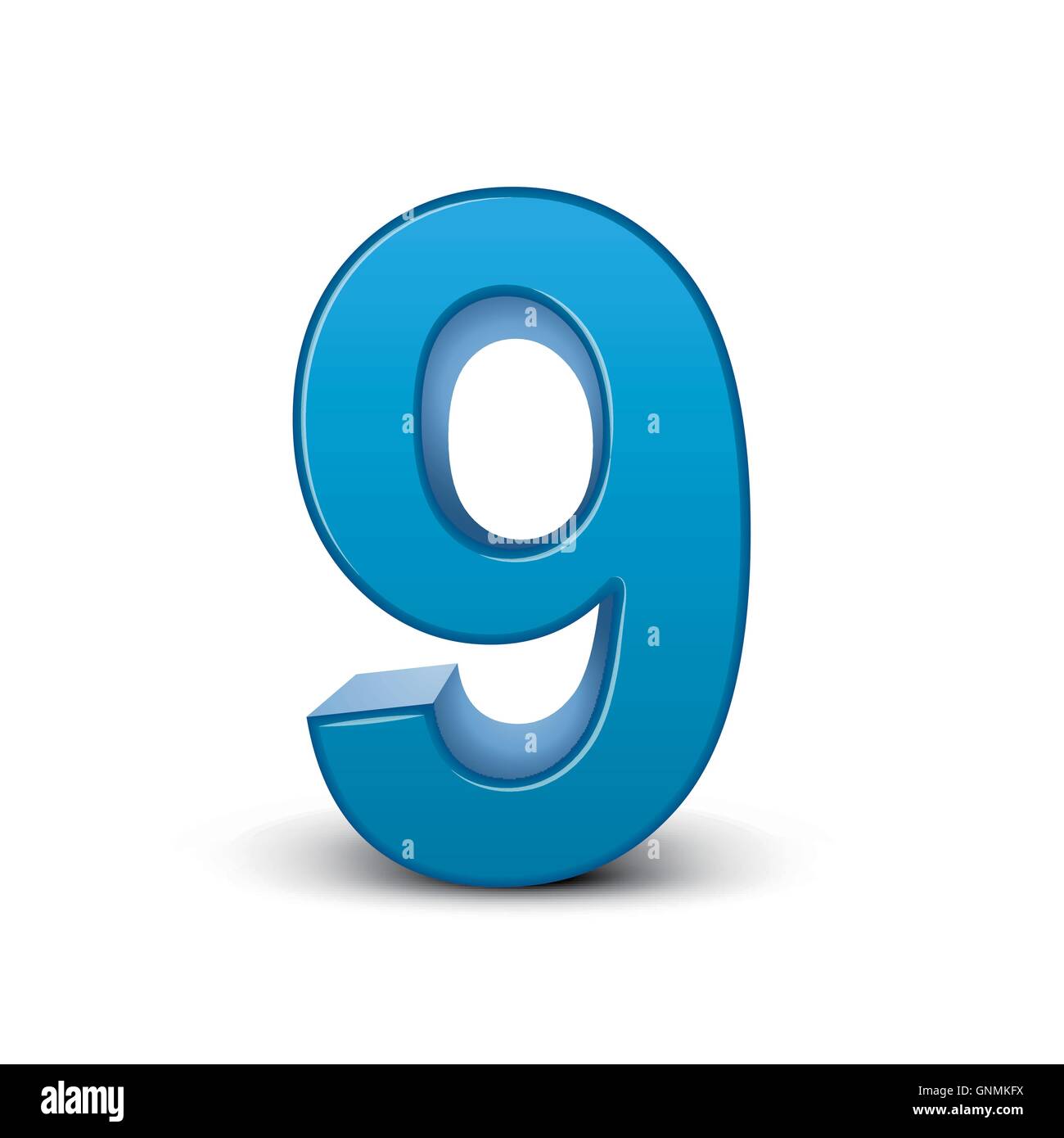 3D image shiny blue number 9 isolated on white background Stock Vector ...