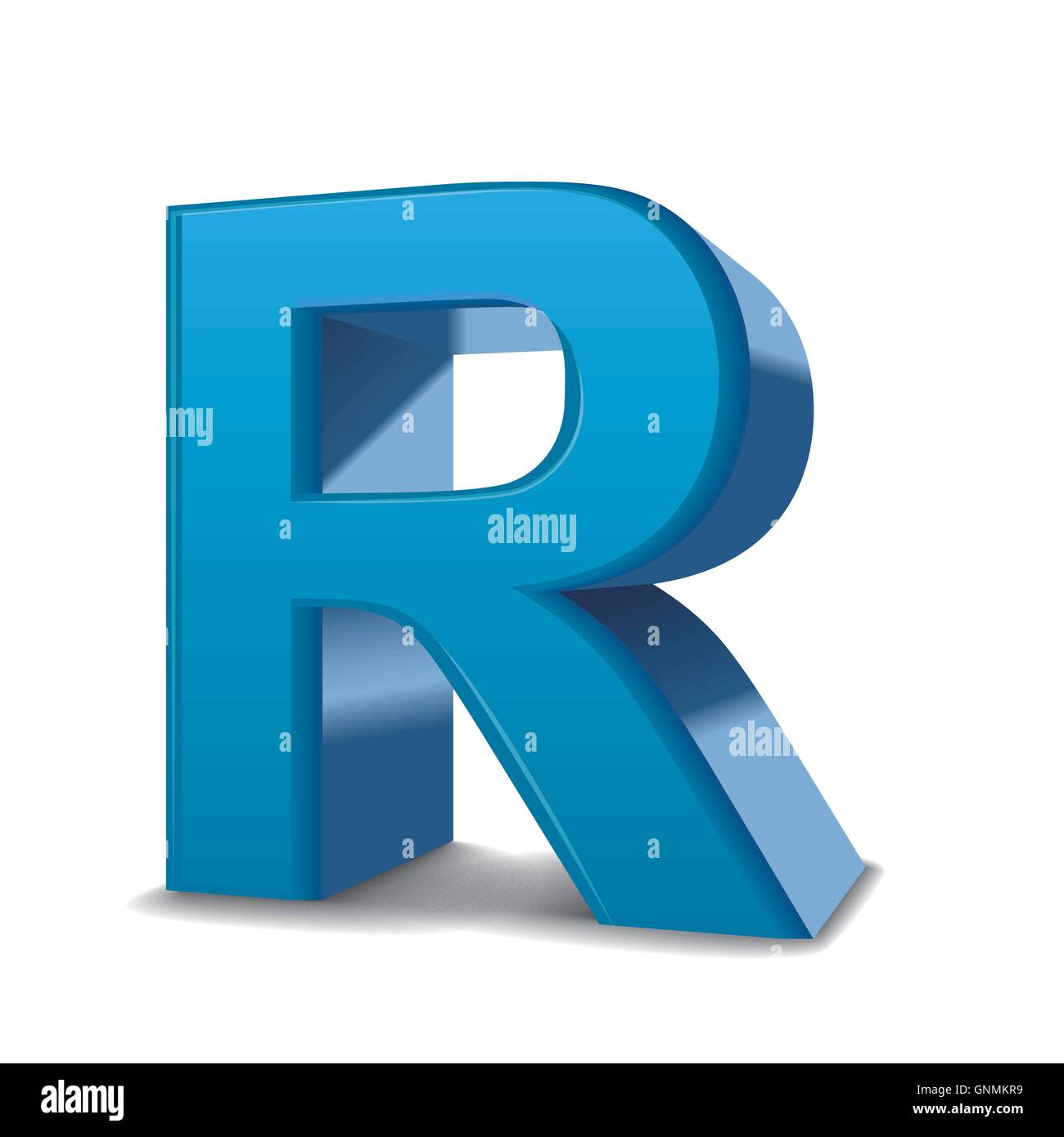 3D image blue letter R isolated on white background Stock Vector Image ...