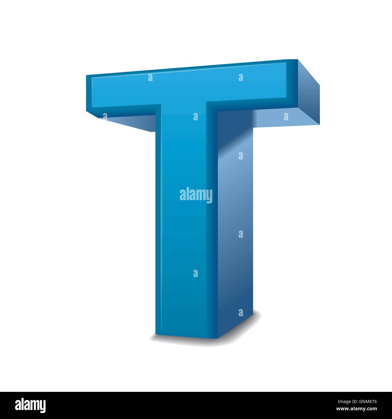 3D image blue letter T isolated on white background Stock Vector Image ...